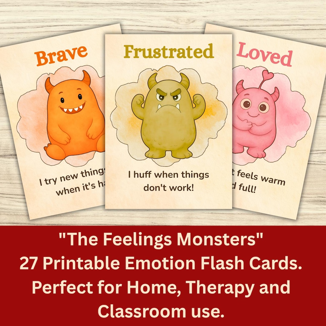 Printable Feelings Monsters Flashcards | Emotions Cards for Kids ...