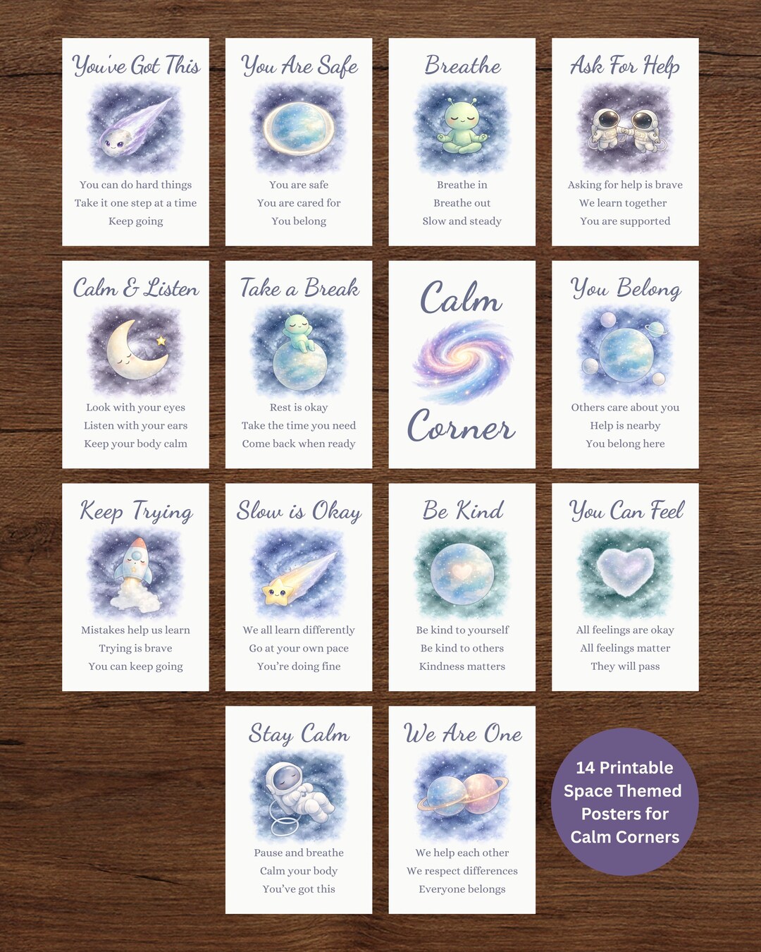 Space Calm Corner Posters for Kids | Emotional Regulation & SEL ...