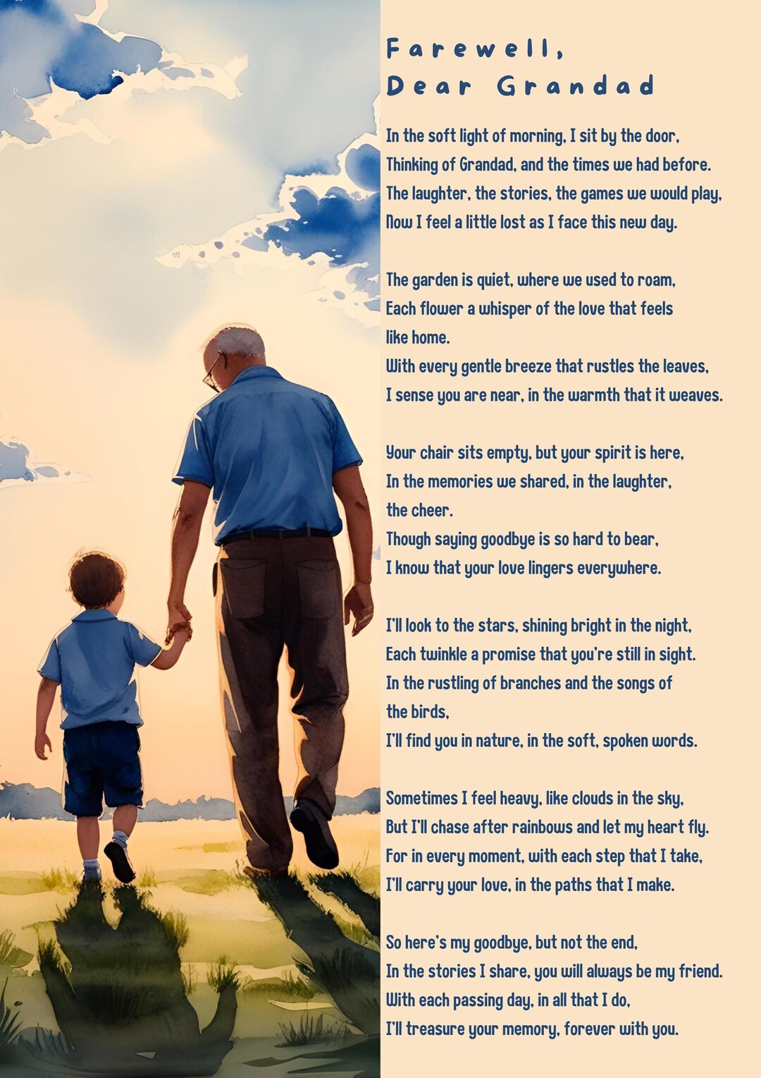 Comforting Goodbye Poem for Kids | Digital Download to Help Children ...