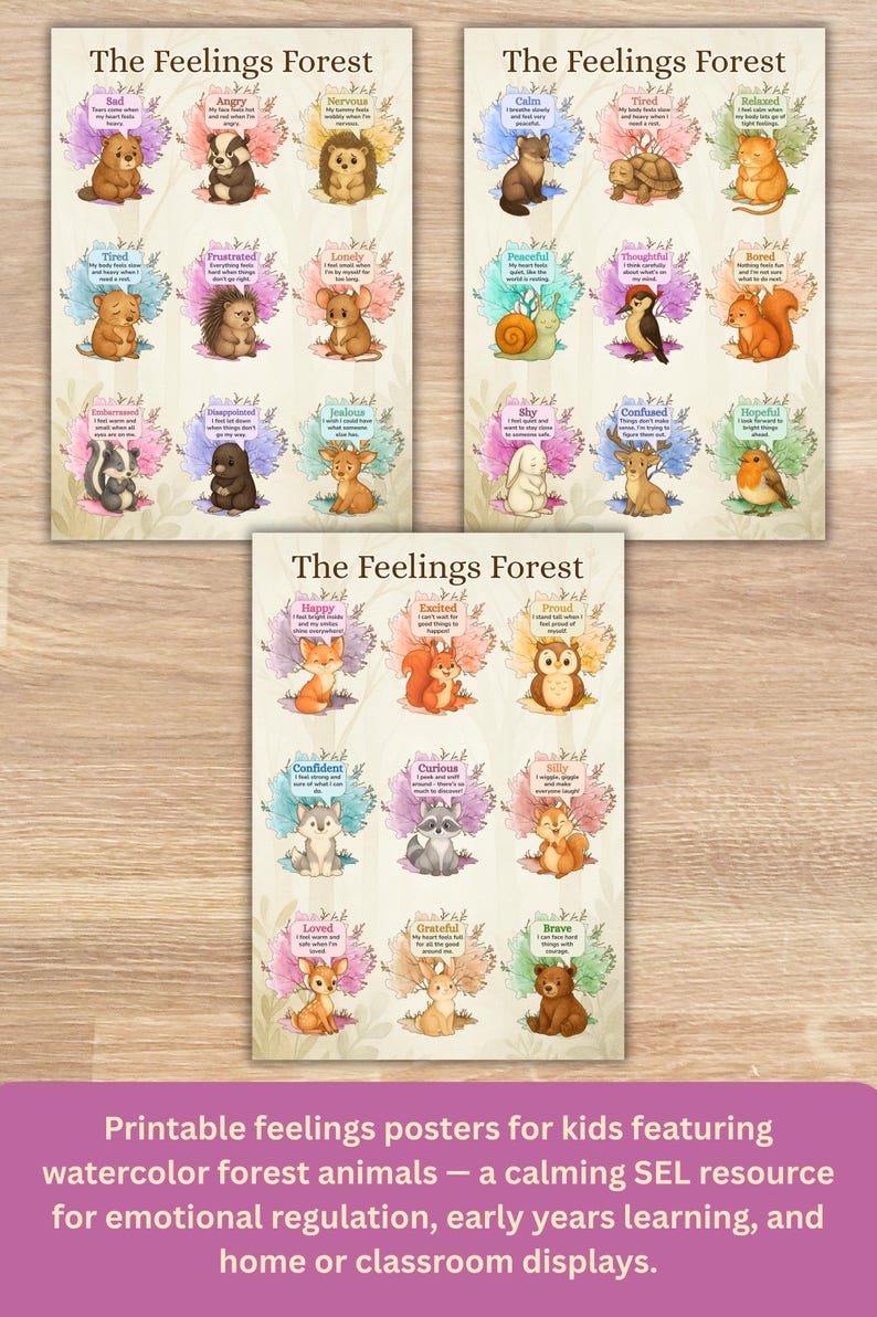 Feelings Forest SEL Posters for Kids | Emotional Regulation Classroom ...