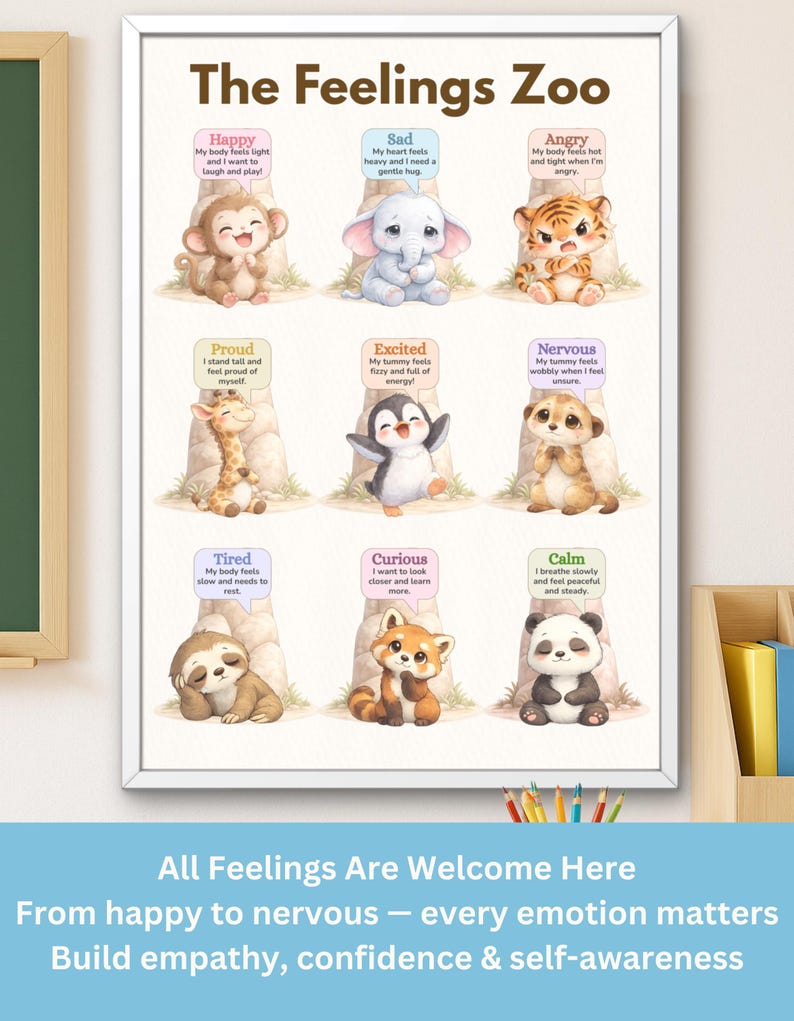 Animal Emotions Chart for Kids | Zoo Feelings Poster Printable | SEL ...