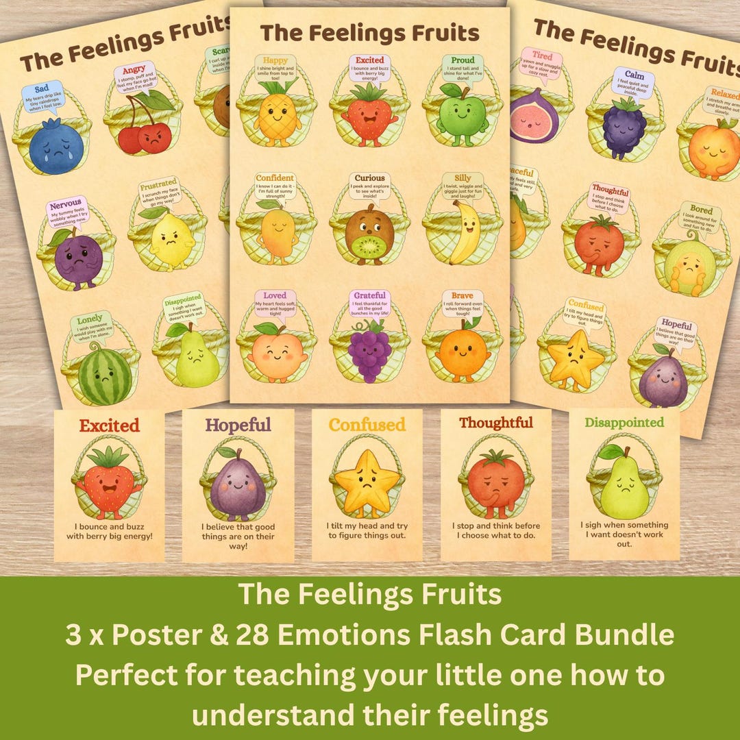 The Feelings Fruits Bundle | Printable Emotions Flashcards & Posters ...