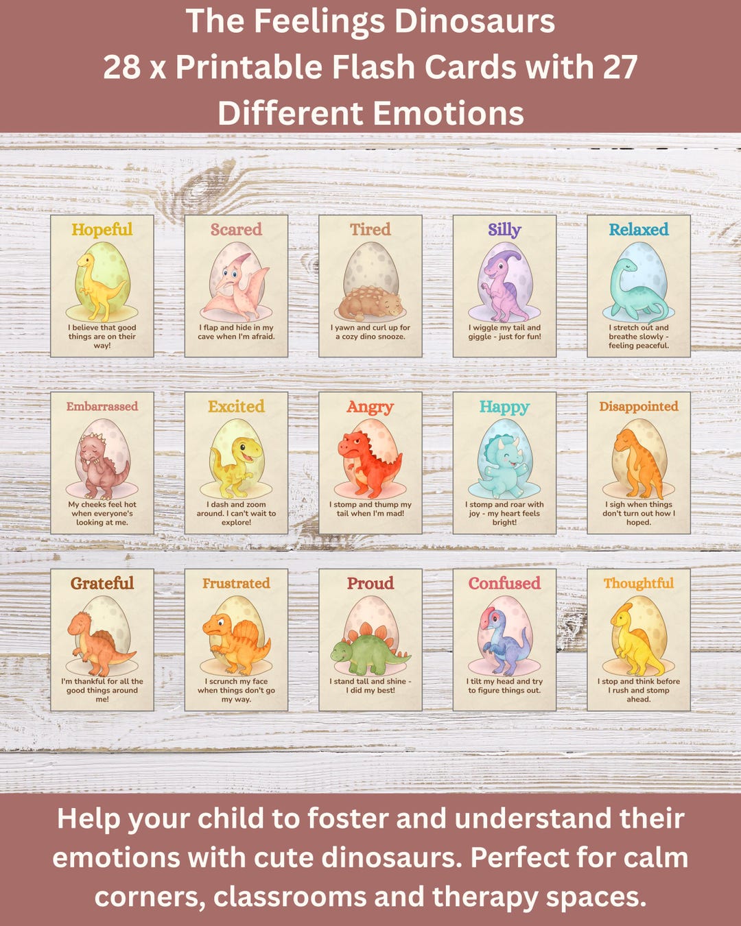 The Feelings Dinosaurs Flashcards | Printable Emotion Cards for Kids ...