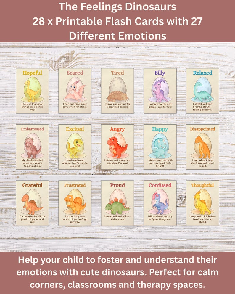 The Feelings Dinosaurs Flashcards | Printable Emotion Cards for Kids ...