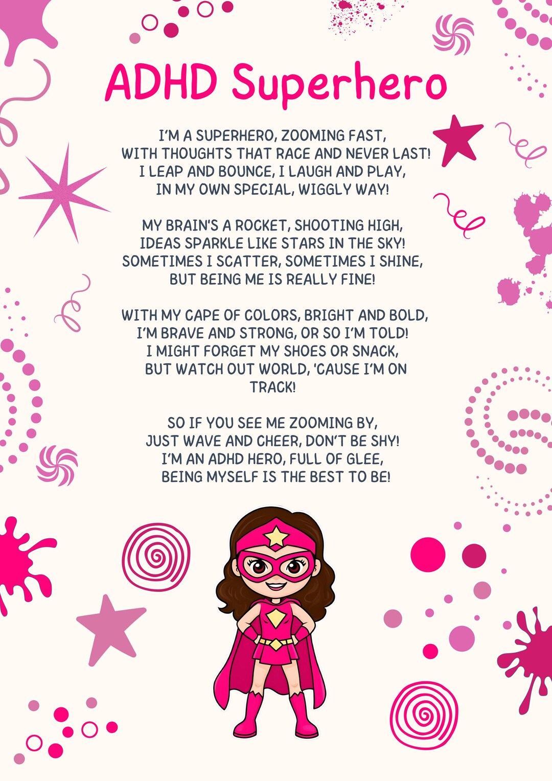 ADHD Superhero Poem Poster | Inspiring Home Decor | Digital Download ...