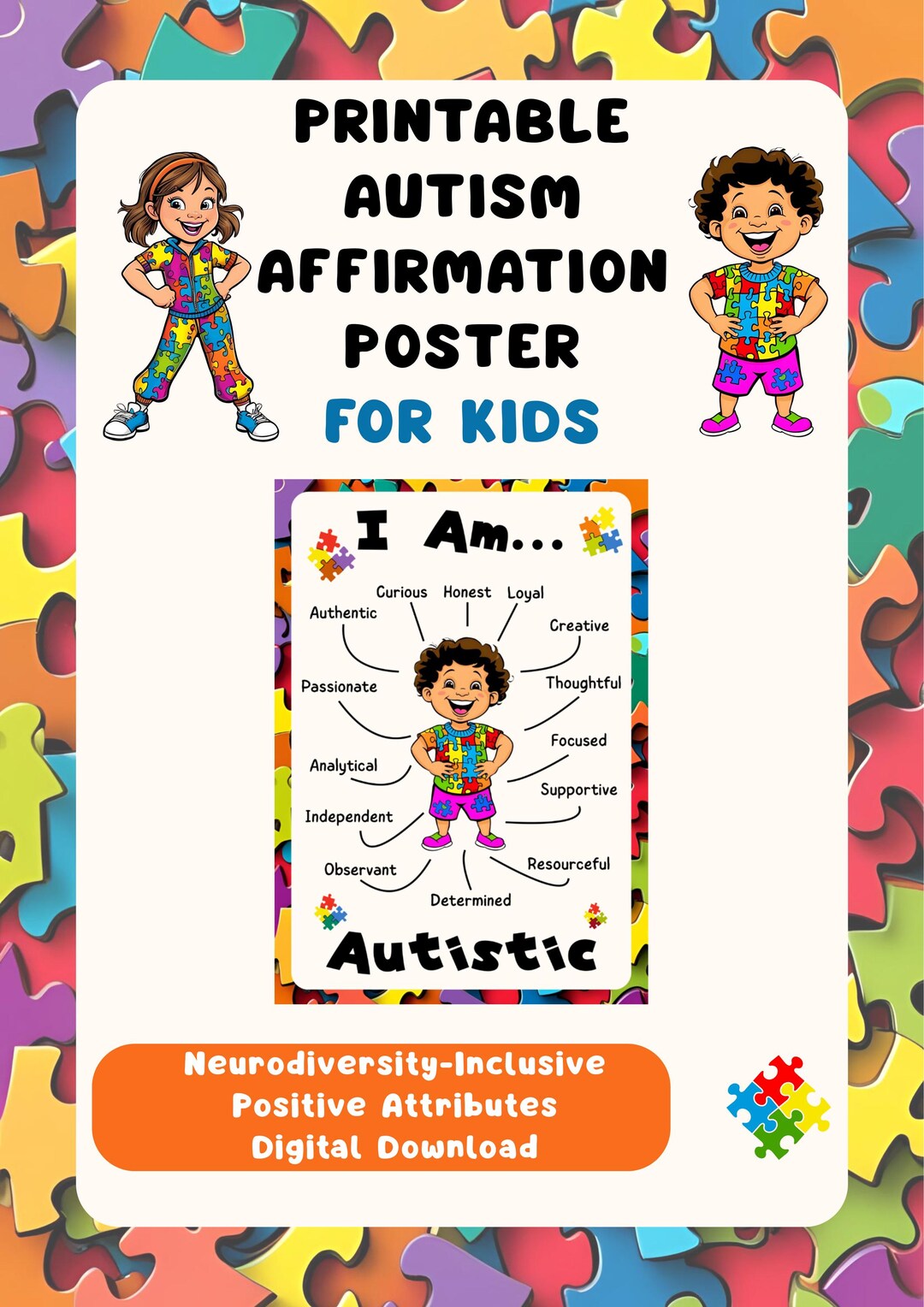 I Am Autistic Colourful Kids Poster | Positive Traits of Autism ...