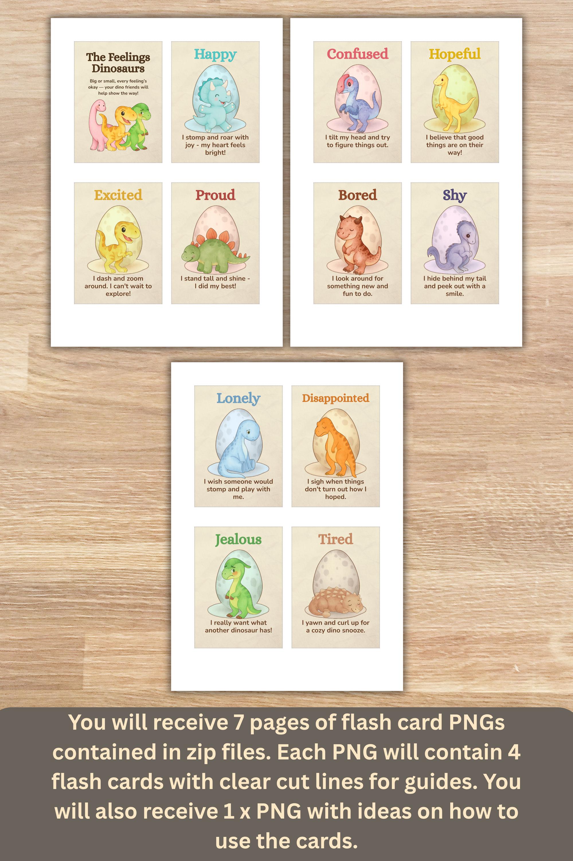 The Feelings Dinosaurs Flashcards | Printable Emotion Cards for Kids ...