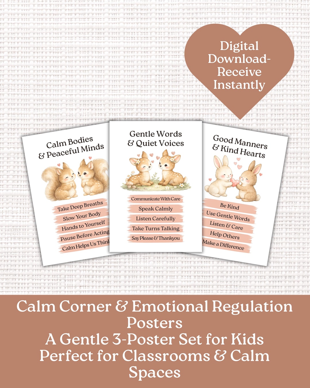 Forest Calm Corner Posters Bundle | Gentle Words & Quiet Voices | Calm ...