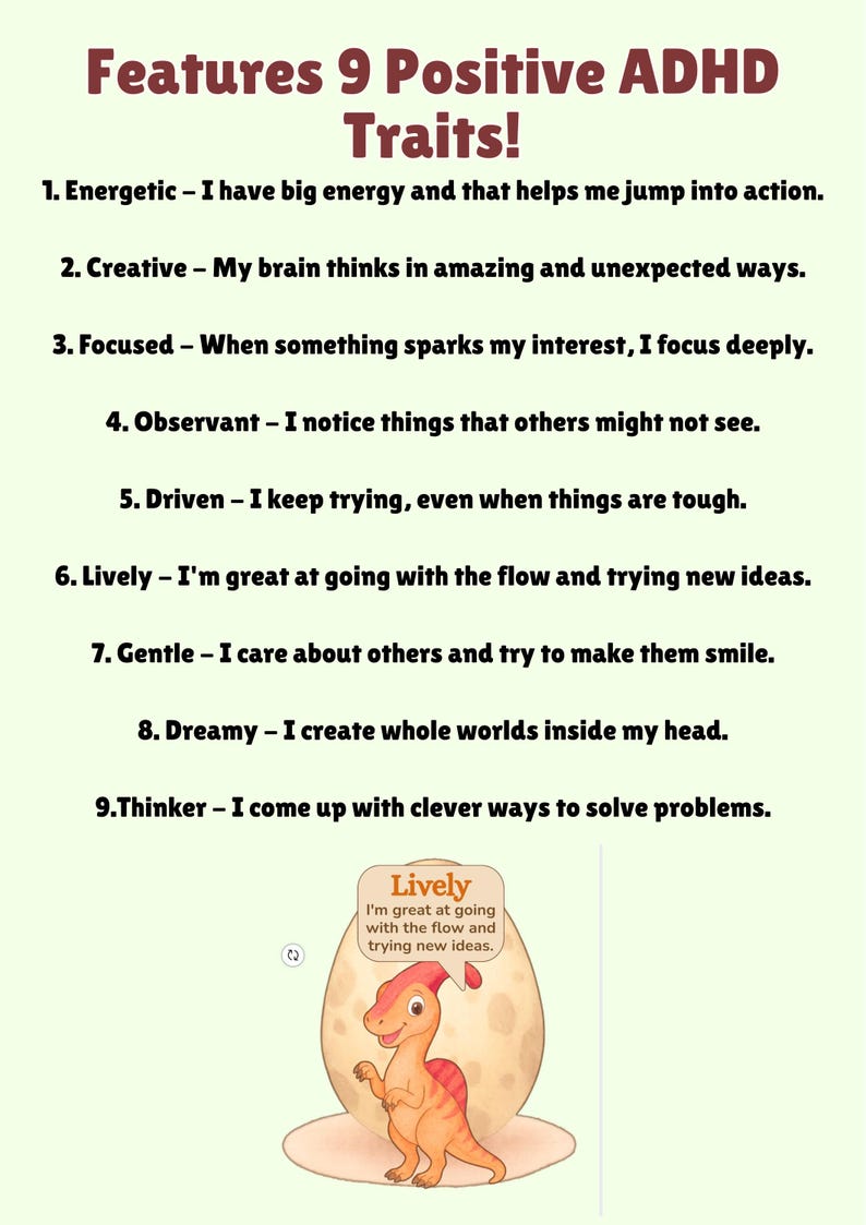 ADHD Dinosaurs Poster for Kids | Neurodiversity Wall Art | ADHD ...