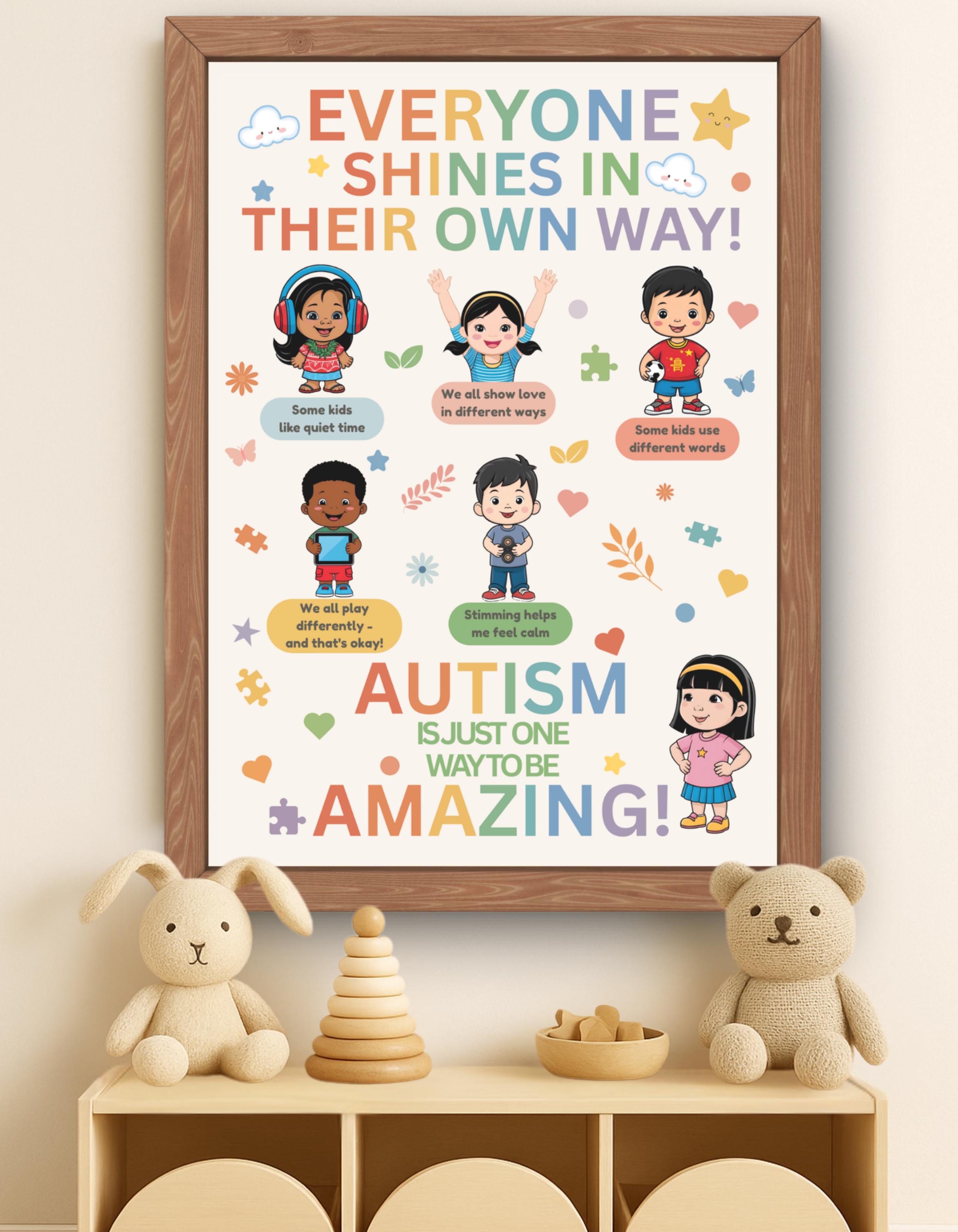 Neurodiversity Poster for Kids | Autism Acceptance Wall Art | Colourful ...