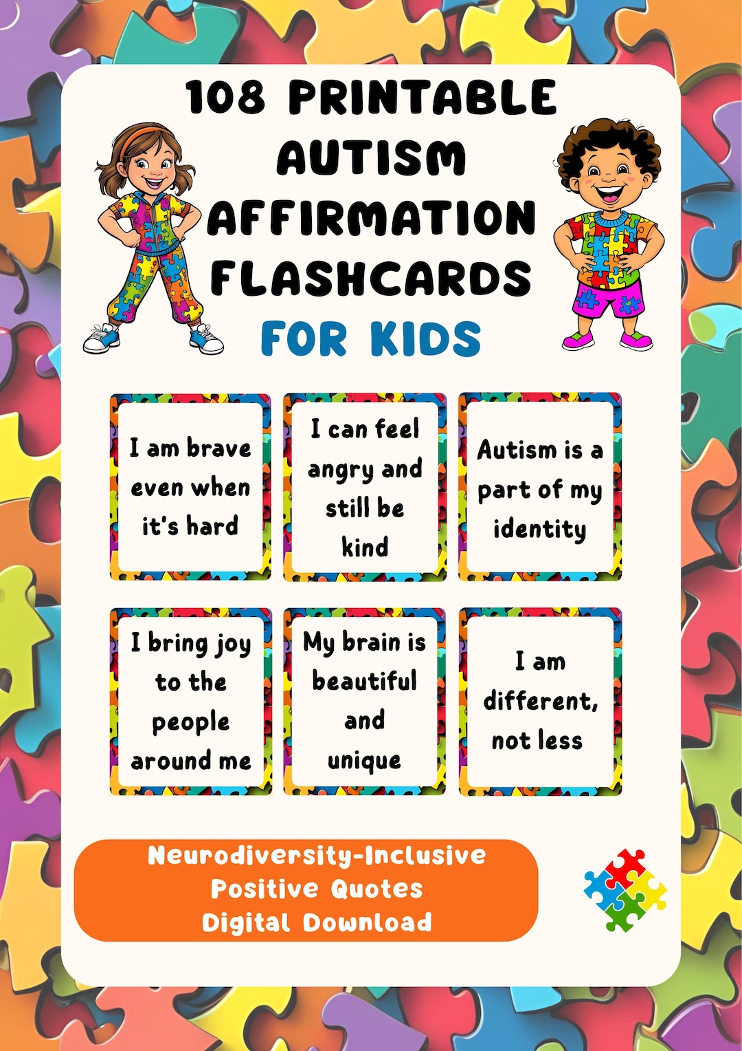 108 Autism Affirmation Flashcards for Kids | Printable Neurodiversity ...
