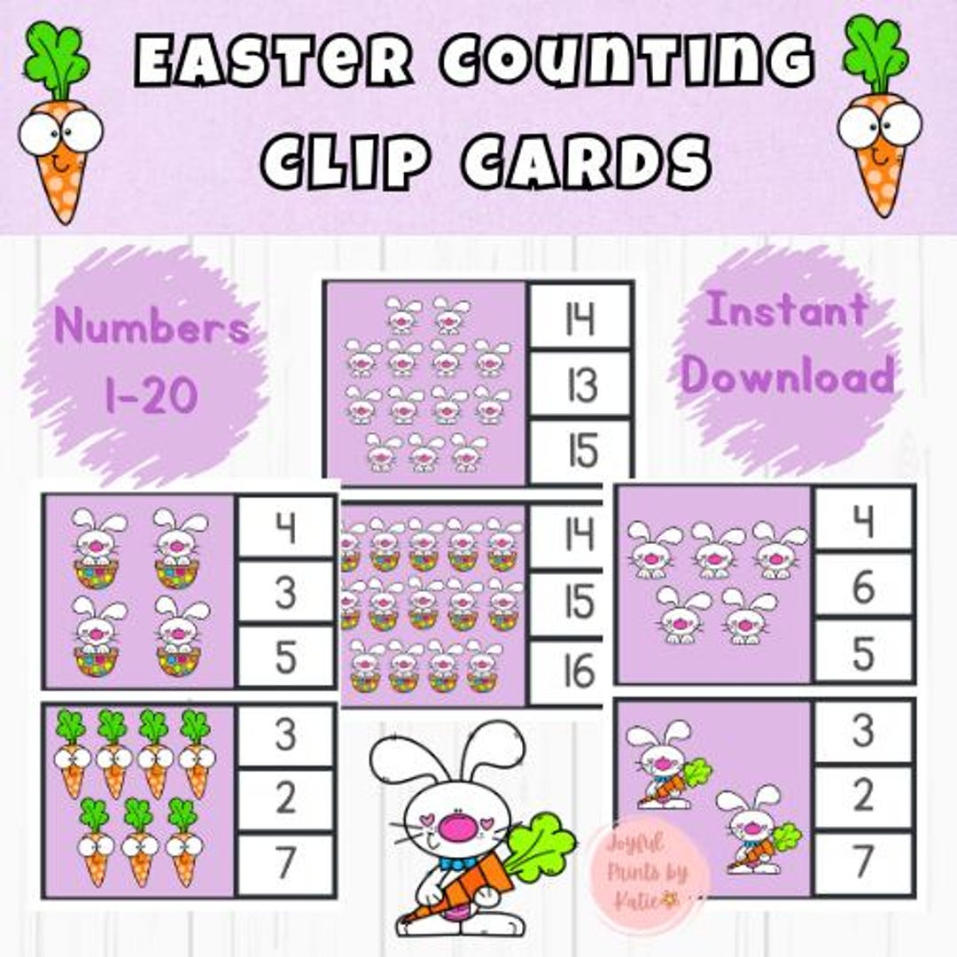 Easter Counting Clip Cards | Numbers 1-20 | Preschool & Kindergarten ...