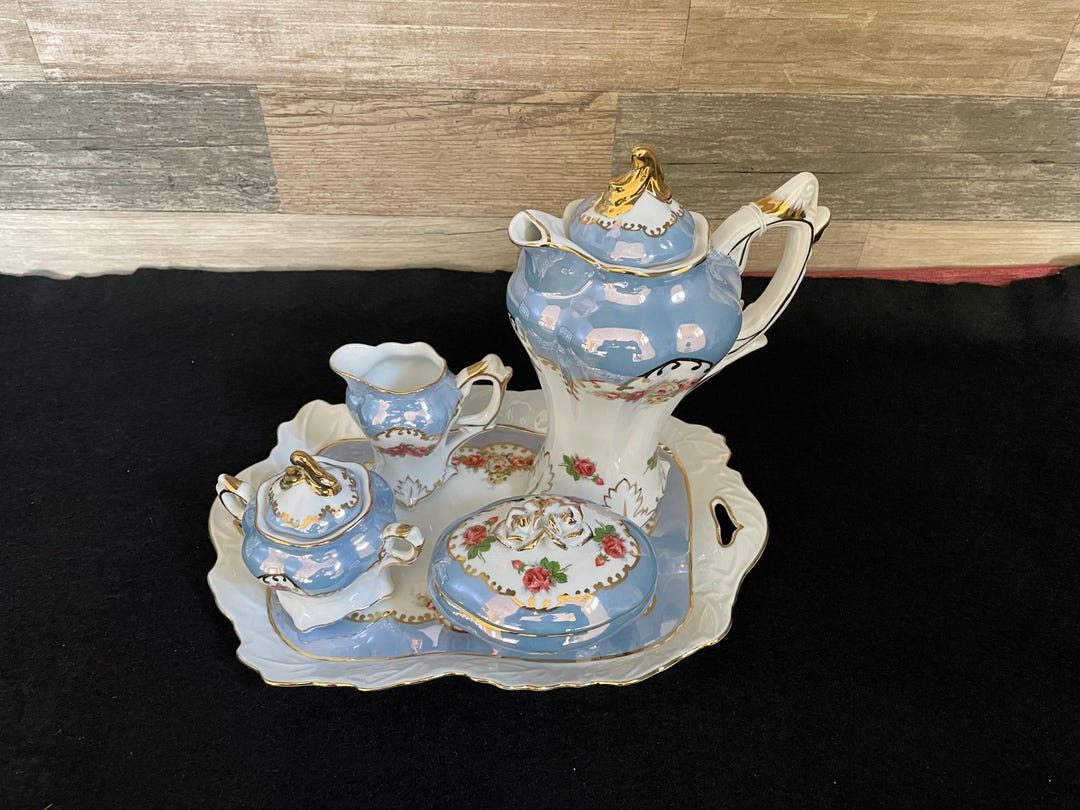 5 Pc. Antique China Tea Set Blue - Etsy