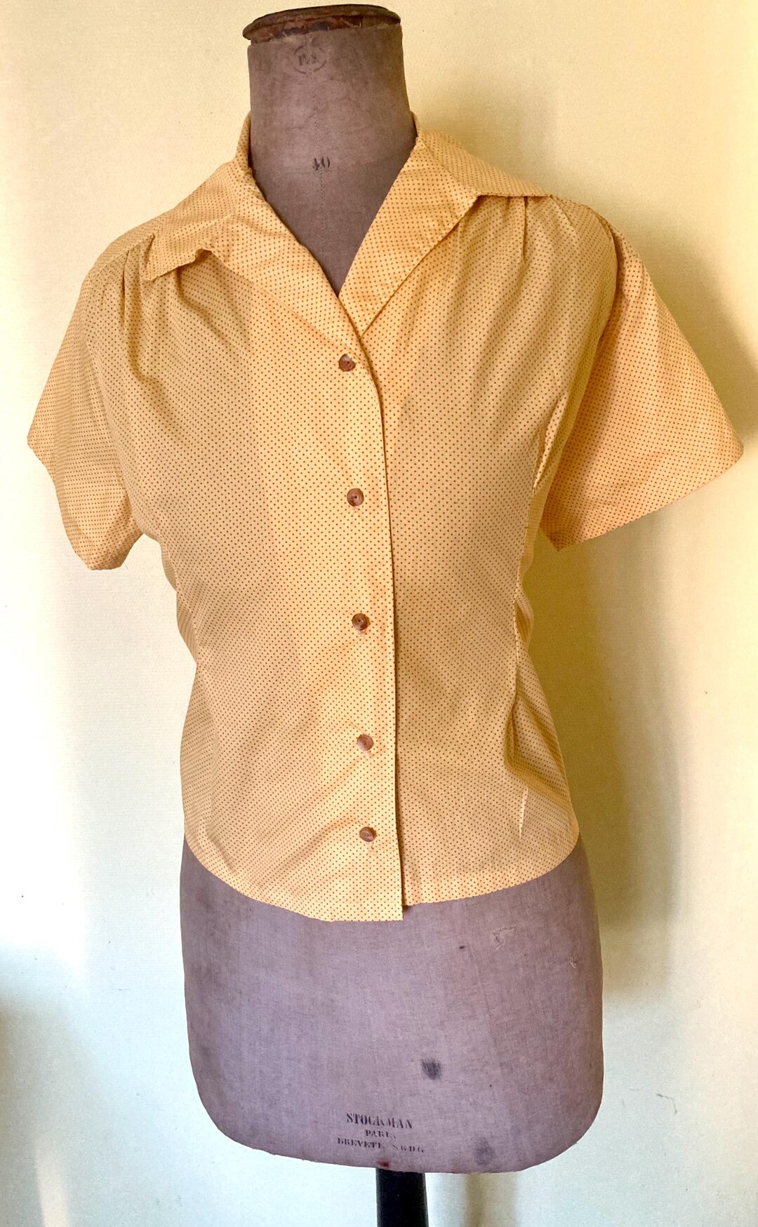 Vintage Style Polka Dot Blouse, 40s Work Blouse - Etsy