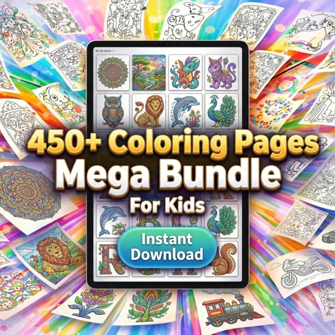 450+ Coloring Pages Mega Bundle Kids Printable Instant Digital Download ...