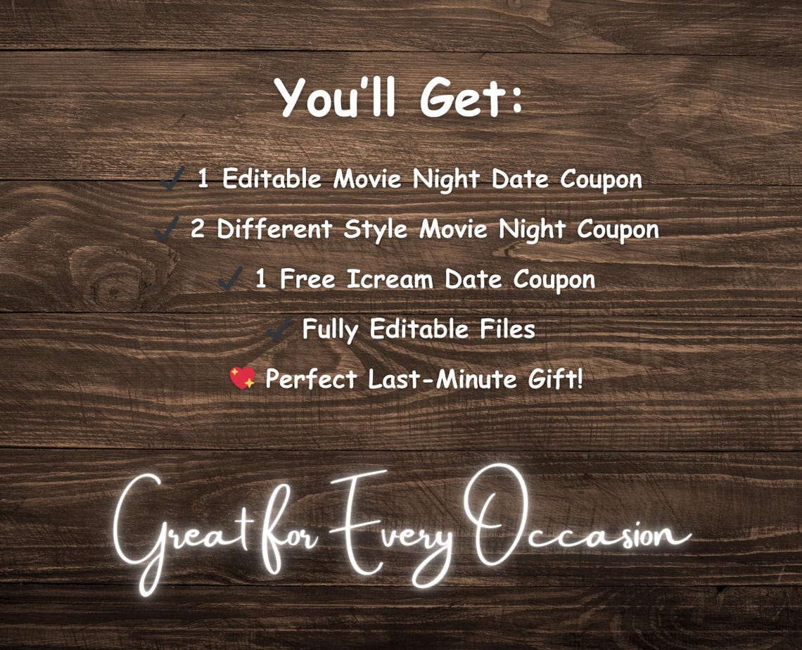 Editable Movie Night Ticket Printable, Movie Date Voucher, Valentines ...