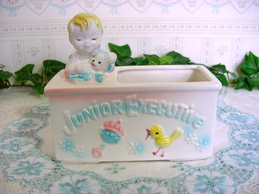 Vintage 50s INARCO Planter, Baby Boy Nursery Container Junior Executive ...