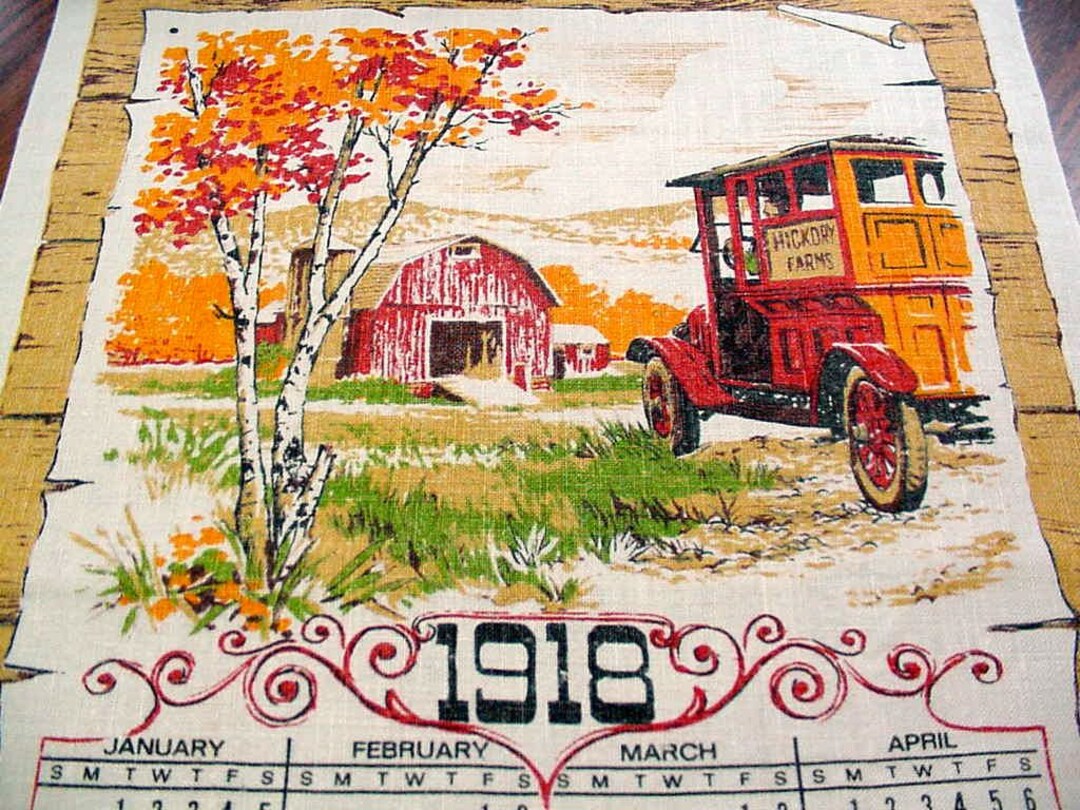 Vintage Linen Tea Towel 1918 Calendar Kitchen Dish Towel, Wall Hanging ...