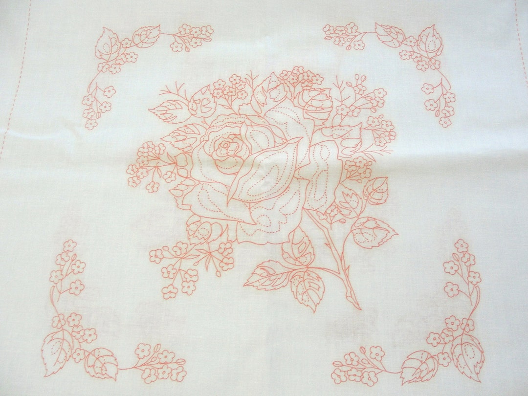 Cabbage Roses Fabric Panels Stamped to Embroider for Quilts, Pillows ...