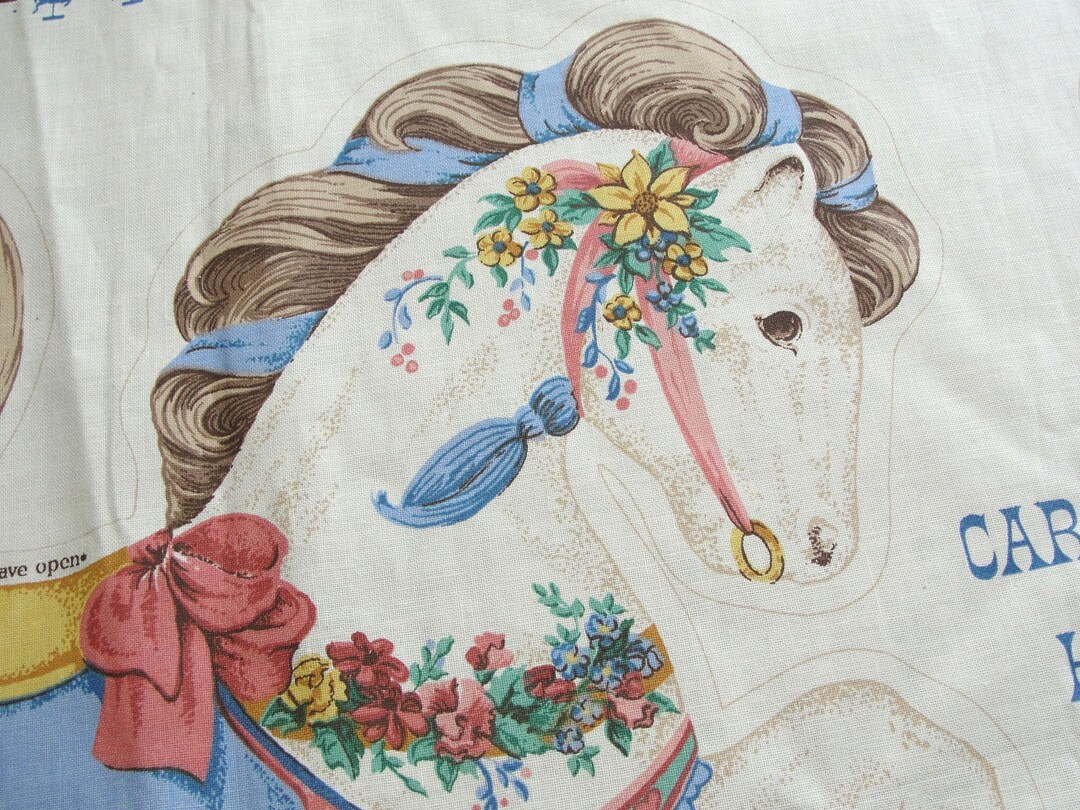 Vintage Carousel Horse Fabric Panel to Cut, Sew, Stuff or Applique DIY ...