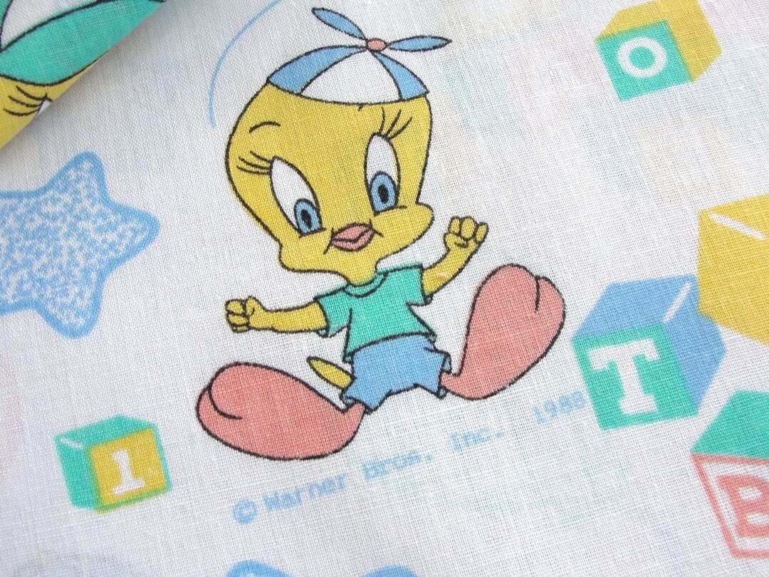 Looney Tunes Tweety Bird Fabric - Vintage 80s Juvenile Novelty Material ...
