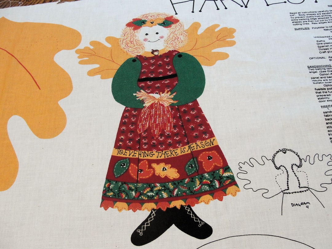 Vintage Harvest Angel Fabric Panel to Cut N' Sew Fall - Etsy