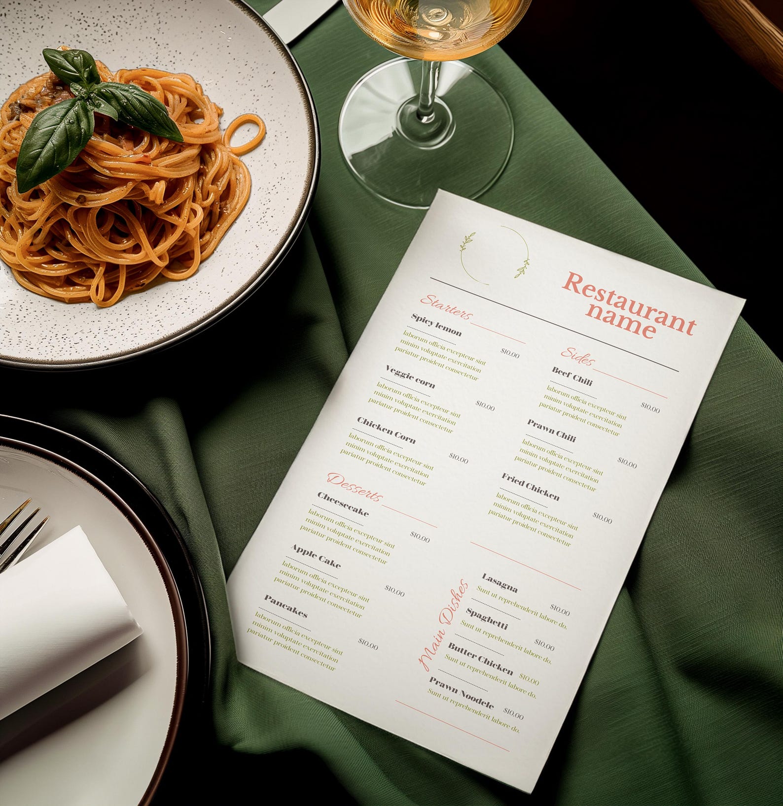 Restaurant Menu, Simple Wedding Menu Canva Template, Minimalistic Menu ...