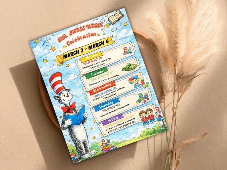 Editable Dr. Seuss Template, Spirit Week Flyer, School Reading Event ...