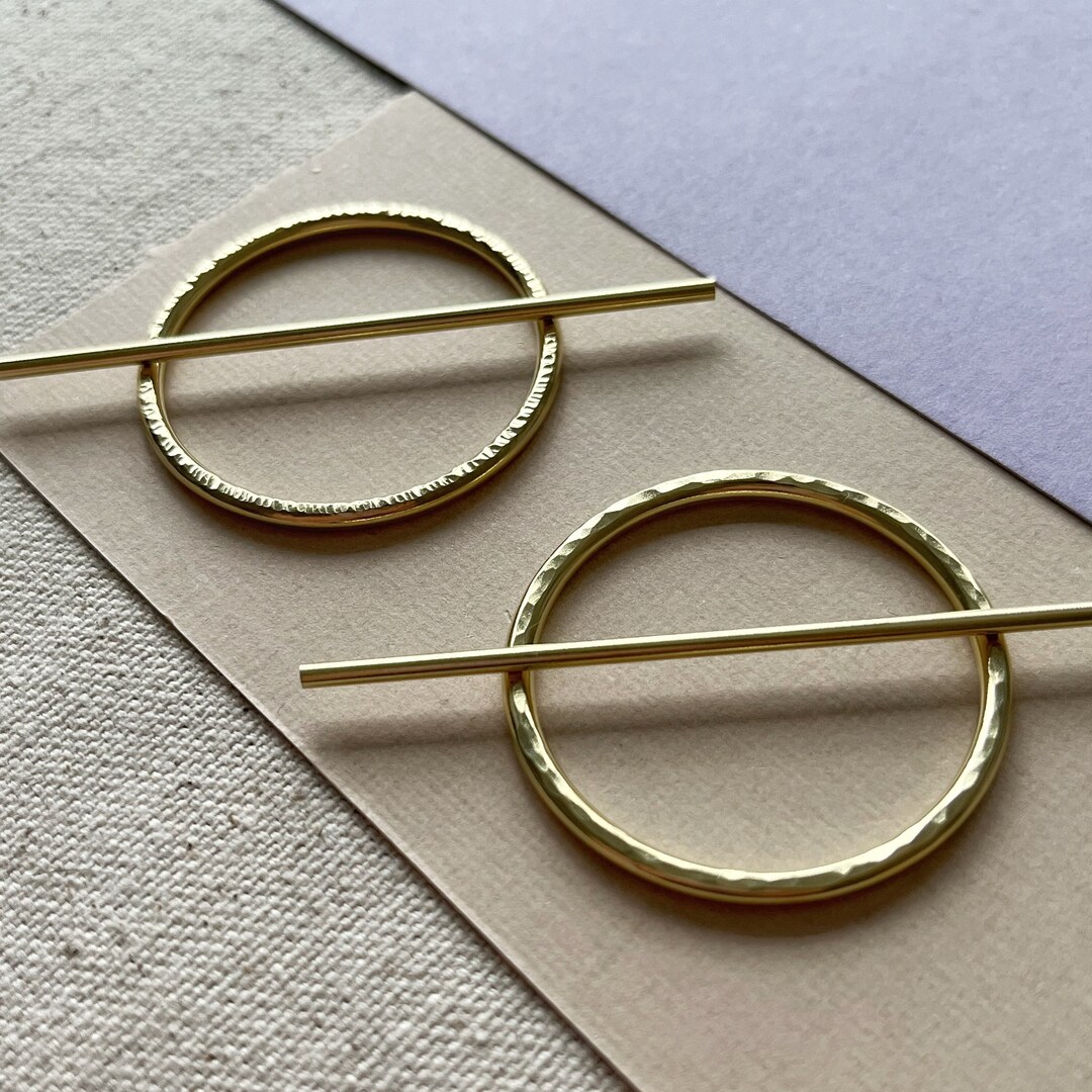 Minimalist Gold Hair Accessories, Brass Hair Clip, Round Barrette, Hair ...