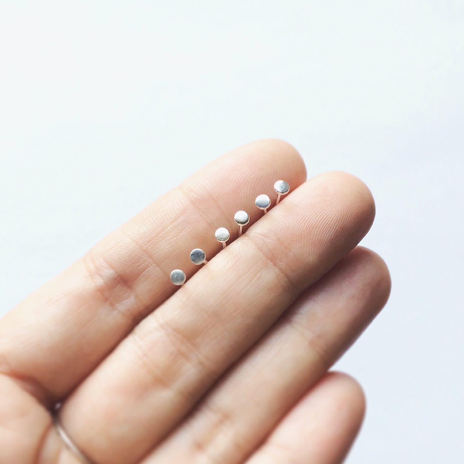 Tiny silver dots studs second hole piercing helix tiny | Etsy