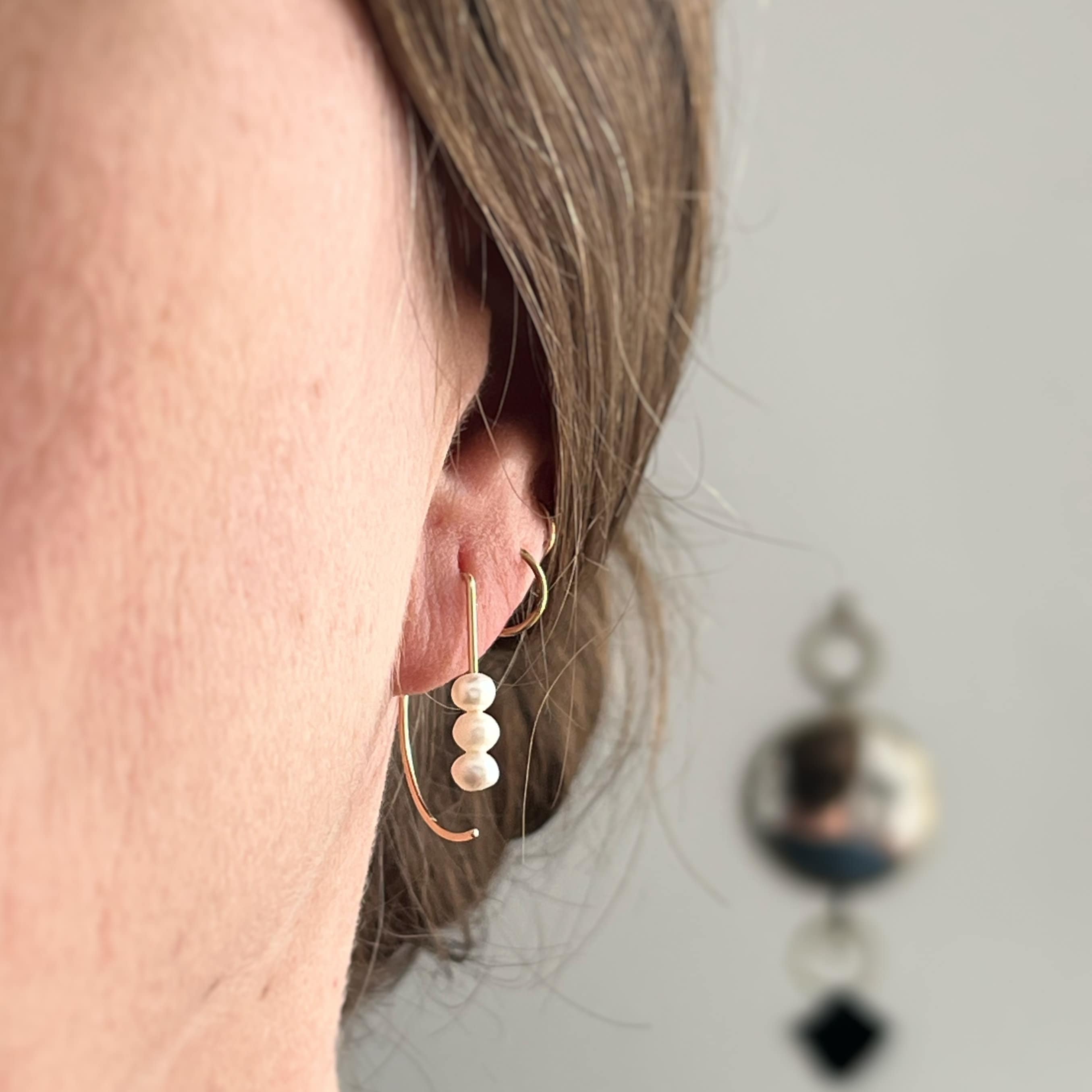 Open Hoop Earrings With Gemstone, Colourful Sterling Silver or 14k Gold ...