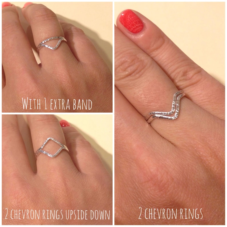 Chevron Ring Sterling Silver Chevron Ring V Ring - Etsy