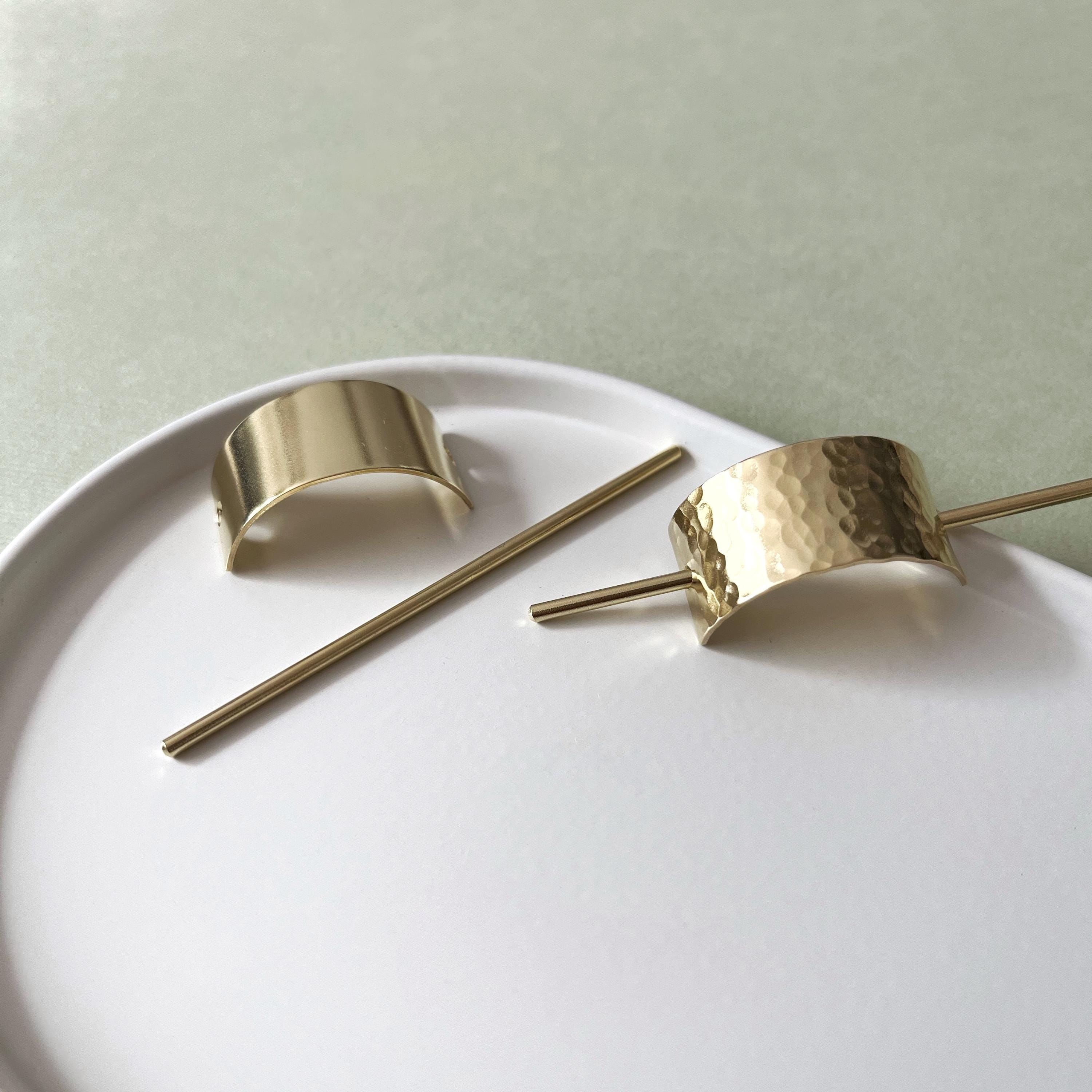 Minimalist Gold Hair Accessory, Gold Barrette, Rectangle Gold Hair Cuff ...