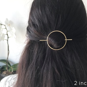 Minimalist Gold Hair Accessories, Brass Hair Clip, Round Barrette, Hair ...