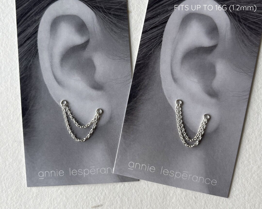 Silver Double Earring Chain, Sterling Silver Convertible Ear Jacket ...