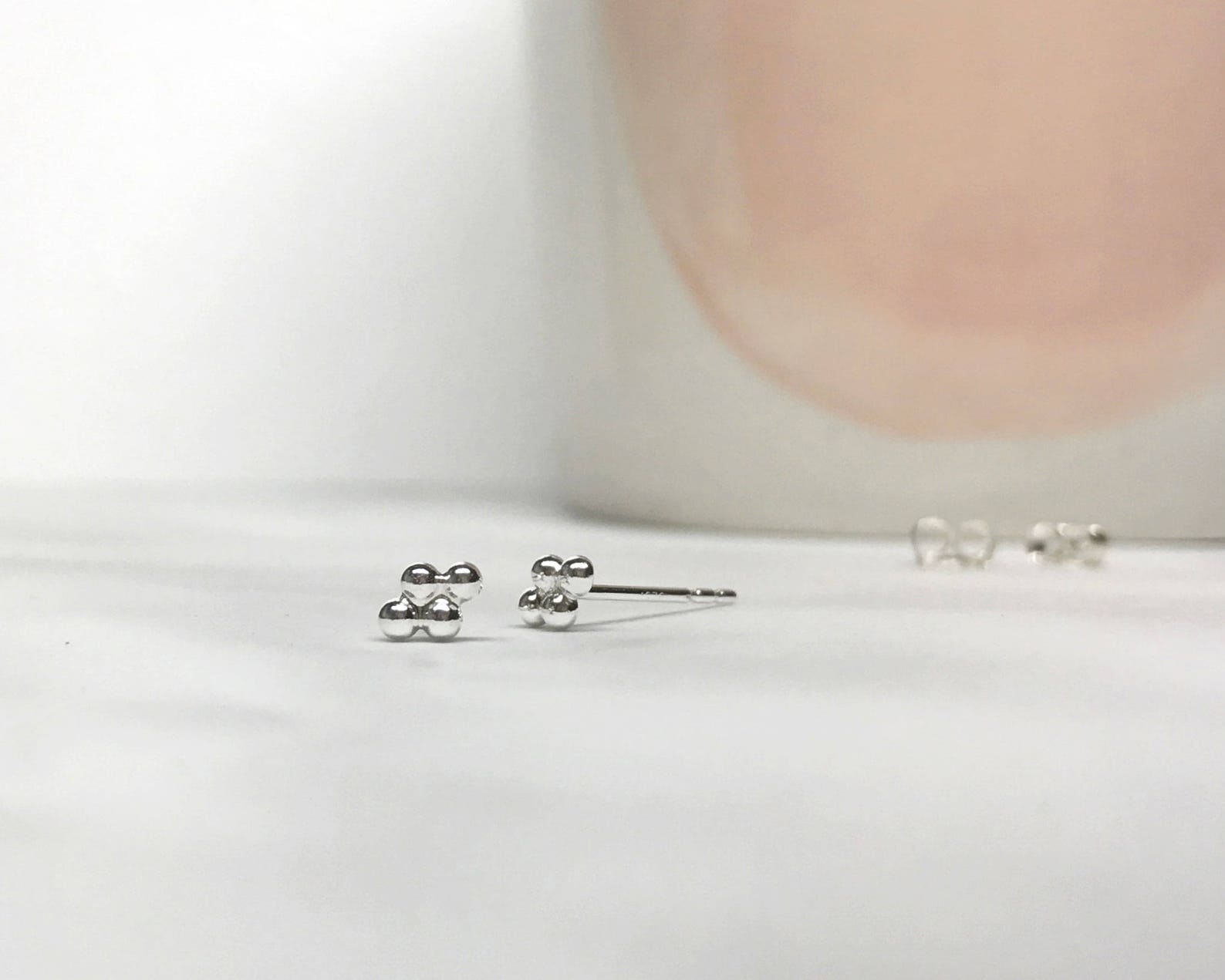 Tiny Dots Studs Tiny Dots Earrings Tiny Sterling Silver | Etsy