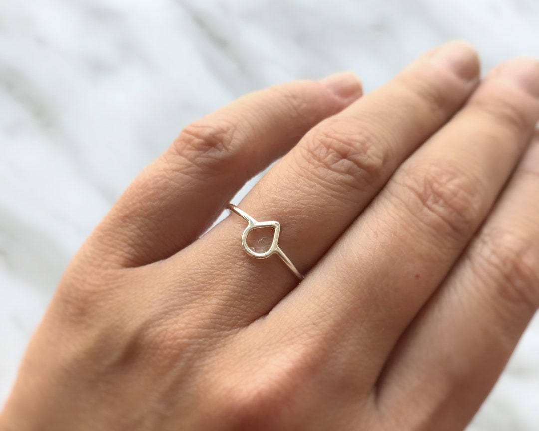 Silver Drop Ring - Sterling Silver Teardrop Ring - 925 Silver Dainty ...