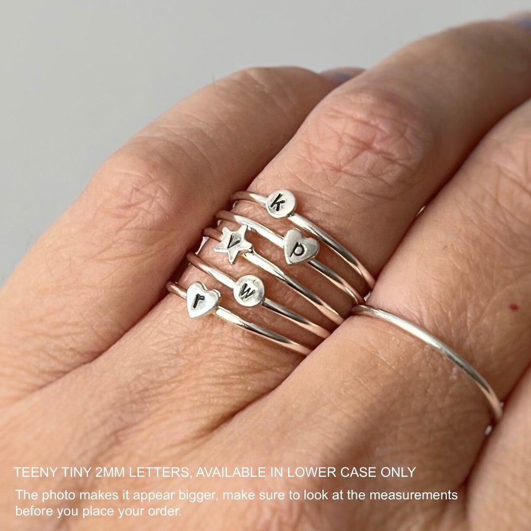Personalized Letter Ring Custom Silver Initial Ring Sterling Silver Dainty Tiny Ring Silver Name ...