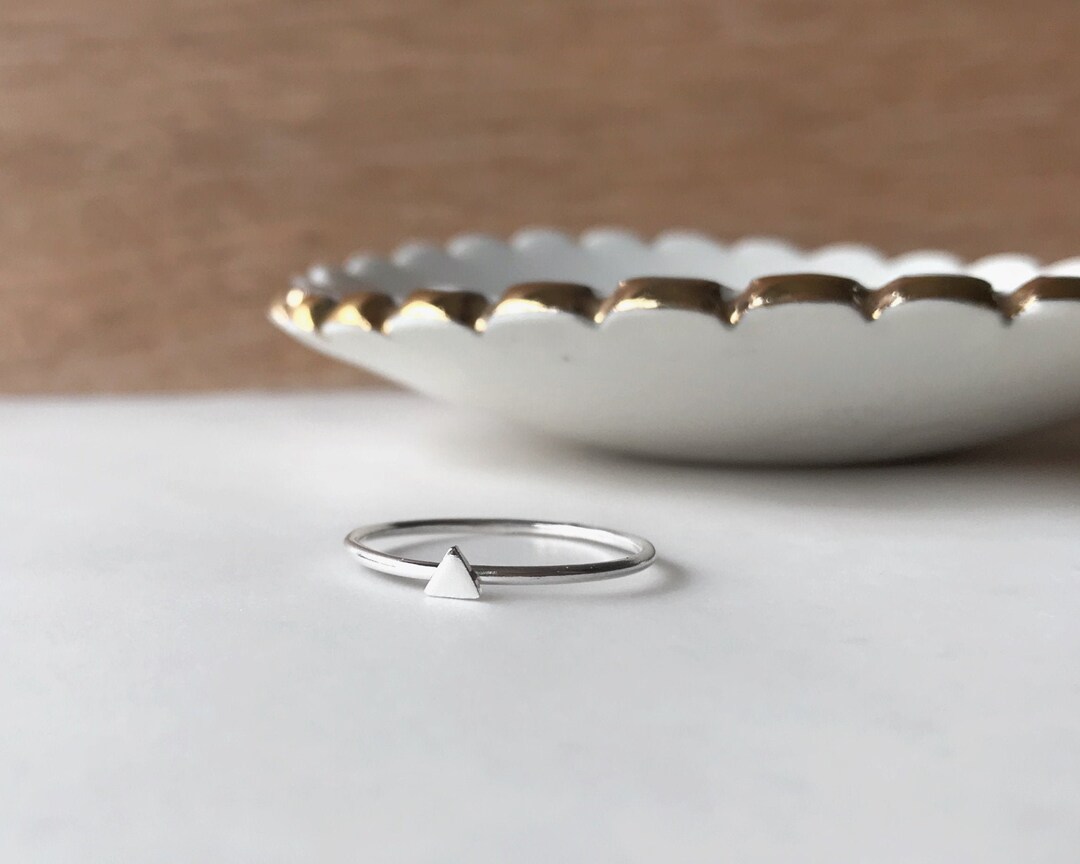 Tiny Triangle Ring, Sterling Silver Triangle Ring, Stacking Ring ...