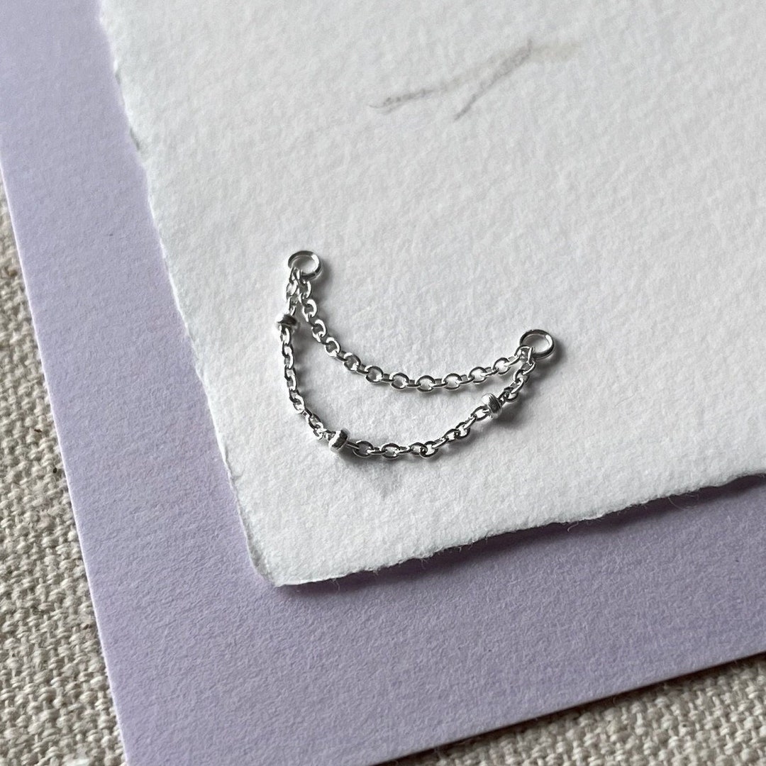 Double Earring Chain, Mixed Style Sterling Silver Convertible Ear ...