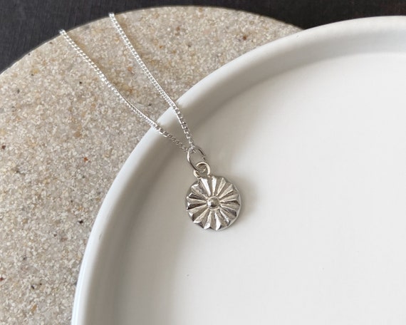 Daisy Necklace Sterling Silver Art Deco Flower Pendant on | Etsy