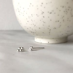 Tiny Dots Studs, Tiny Dots Earrings, Tiny Sterling Silver Dots Studs Earrings, Piercing, Small ...