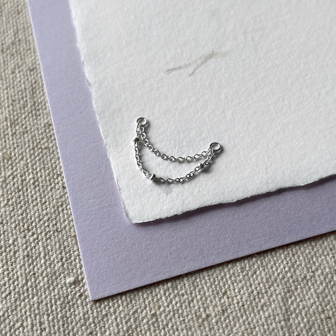 Double Earring Chain, Mixed Style Sterling Silver Convertible Ear ...