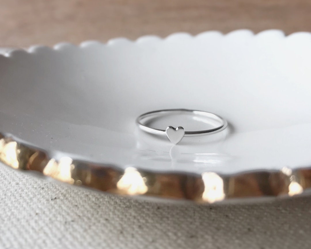 Tiny Heart Ring - Sterling Silver Heart Ring - Stacking Ring - Silver ...