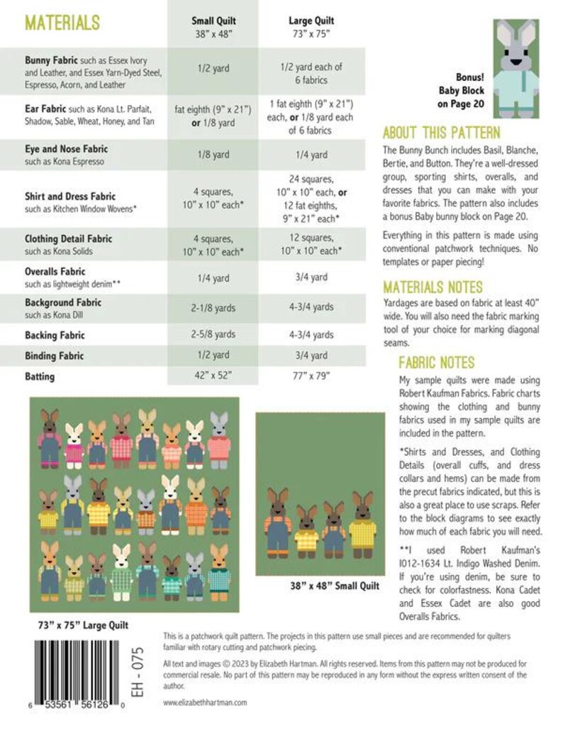 The Bunny Bunch Quilt Pattern Elizabeth Hartman - Etsy