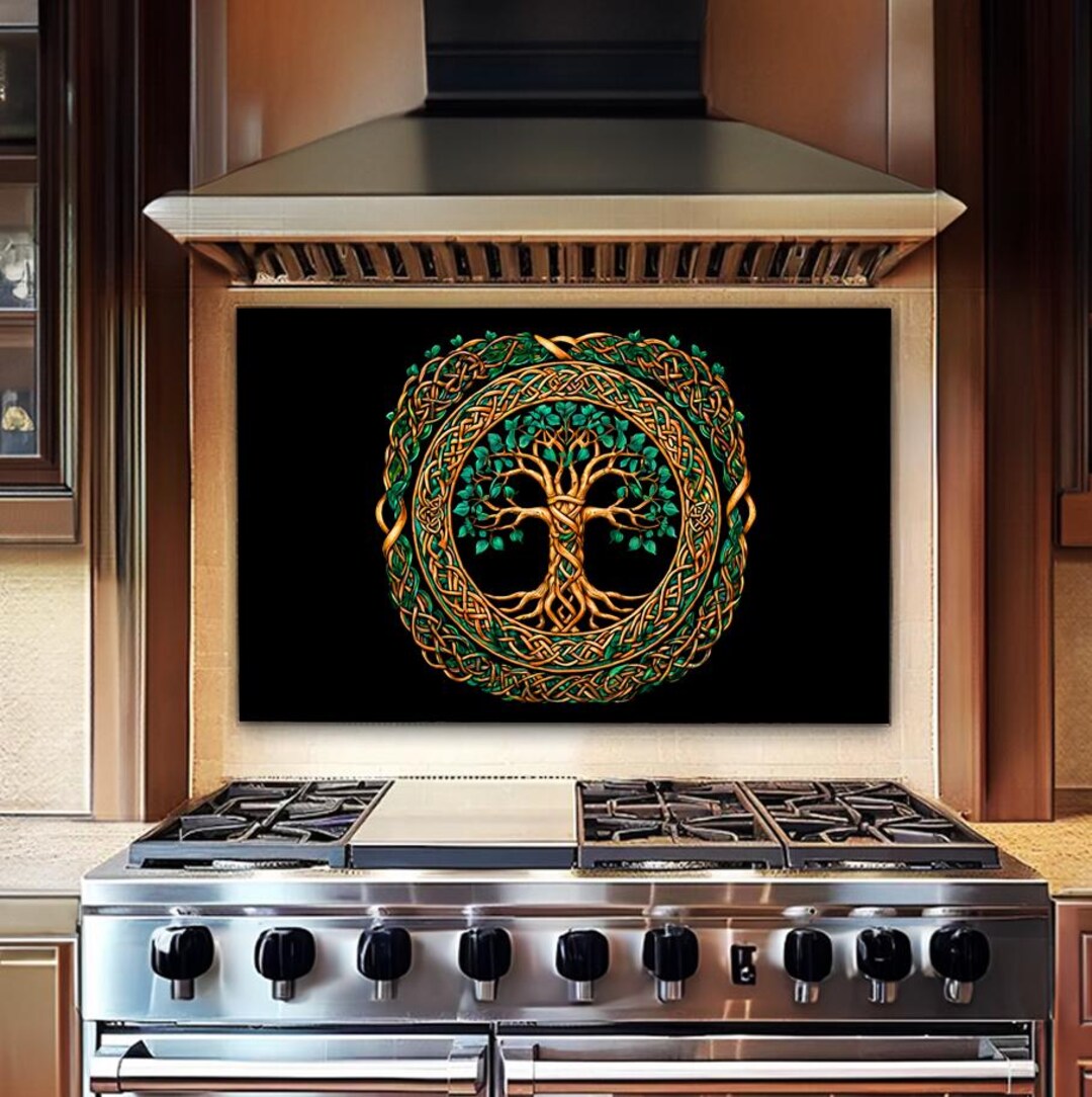 Tempered Glass Tree of Life Backsplash: Kitchen Elegance - Etsy