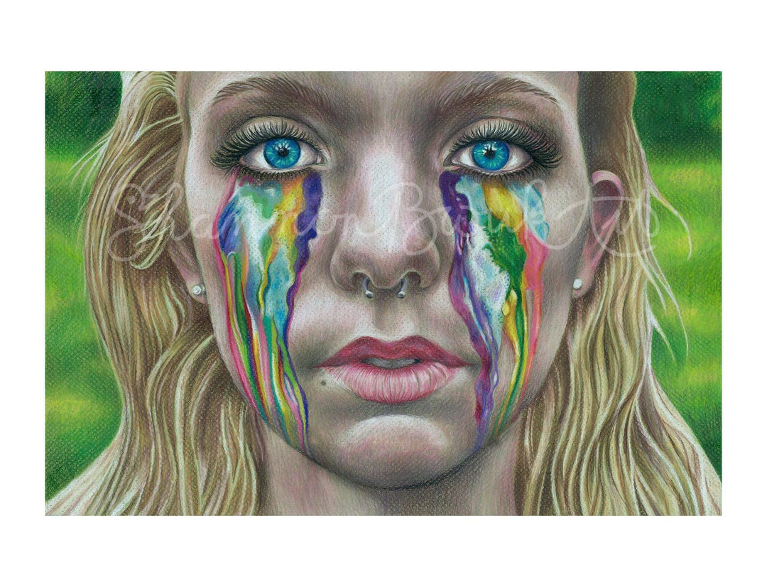 Kenzie, Art Print, Print Drawing, Portrait Print, Realism, Rainbow ...