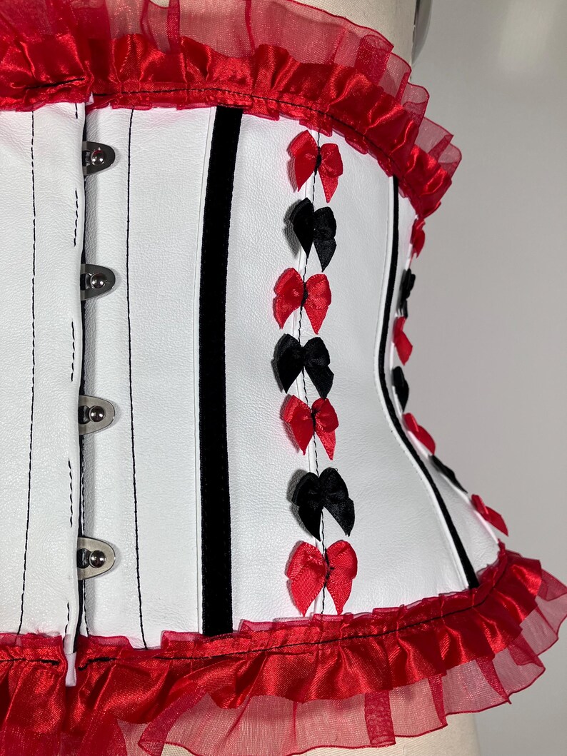 Gothic Red Bows White Leather Corset (waists 27-32 Inches) - Etsy
