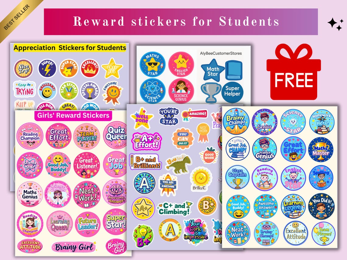 Printable Student Reward Stickers: Motivational Teacher Stickers ...