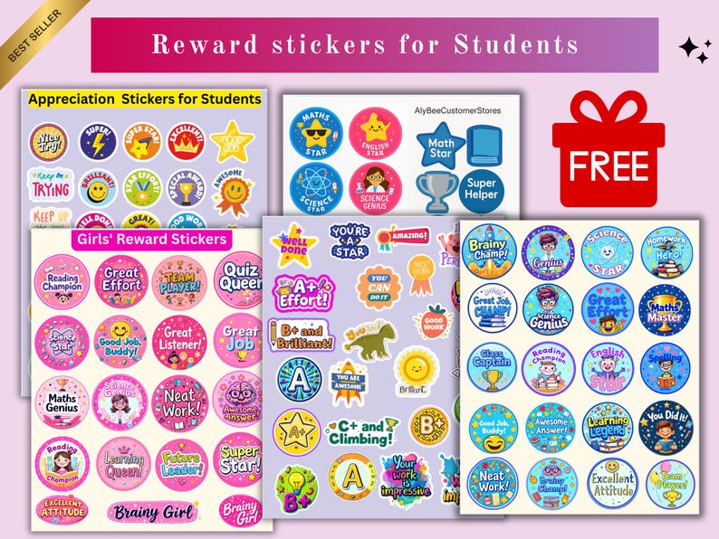 Printable Student Reward Stickers: Motivational Teacher Stickers ...